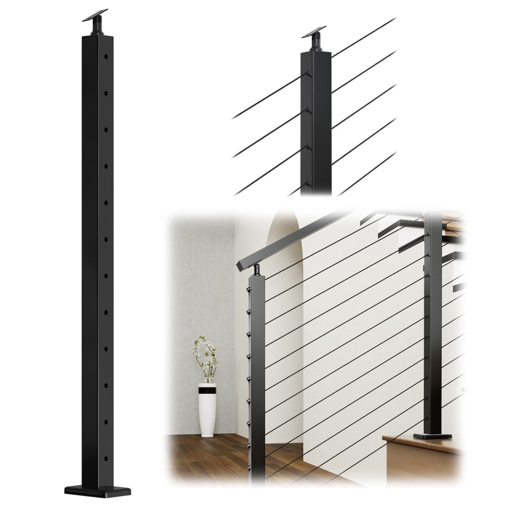 Muzata 42" Black Stainless Steel Top Mount Post, Angled Drilled PS01 B ...