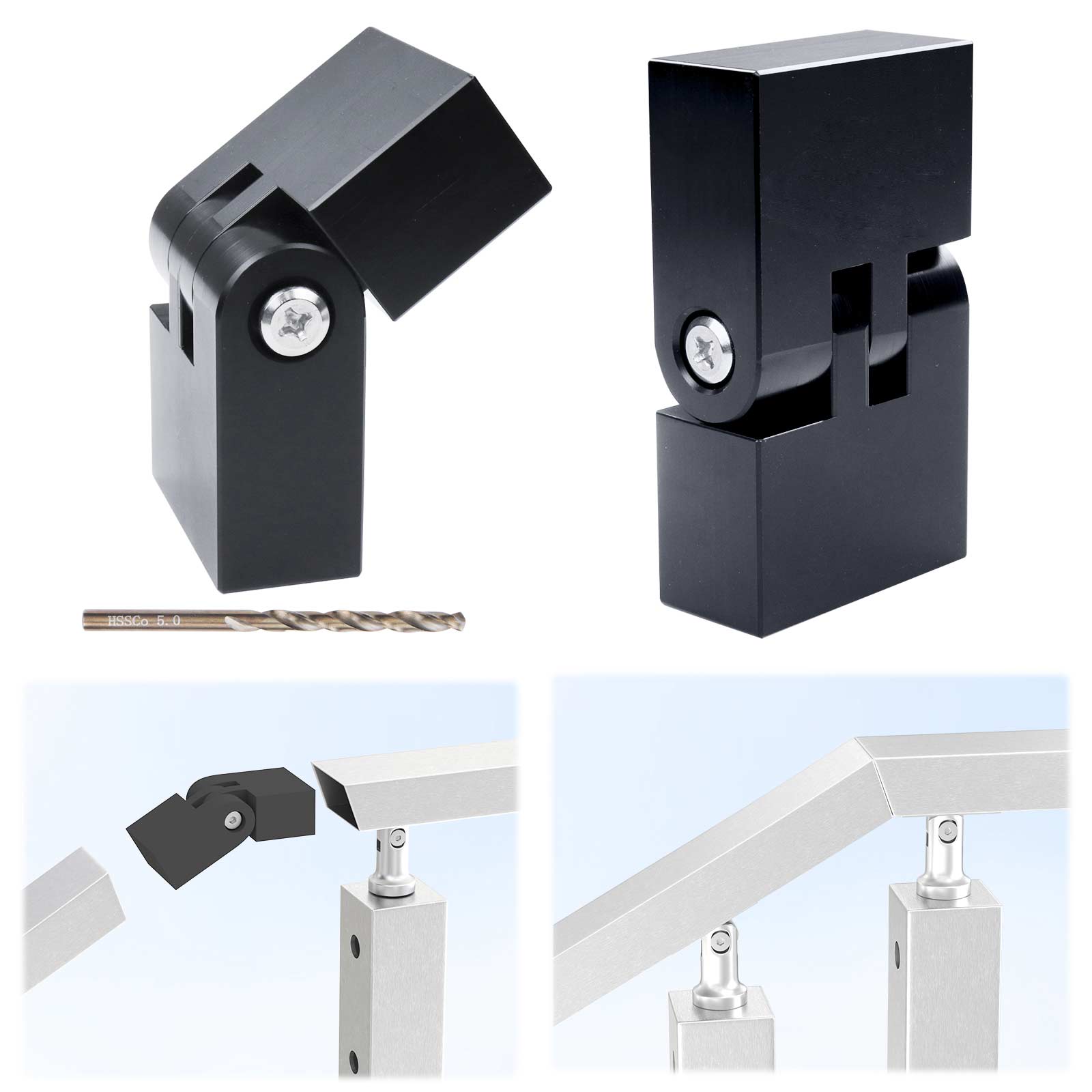 Muzata Adjustable Flat Handrail Vertical Pivot Connector – Muzata Canada